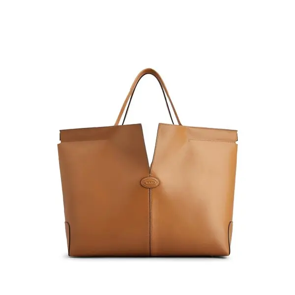 TOD'S Leather Tote Bag With Two Top Handles - Brown