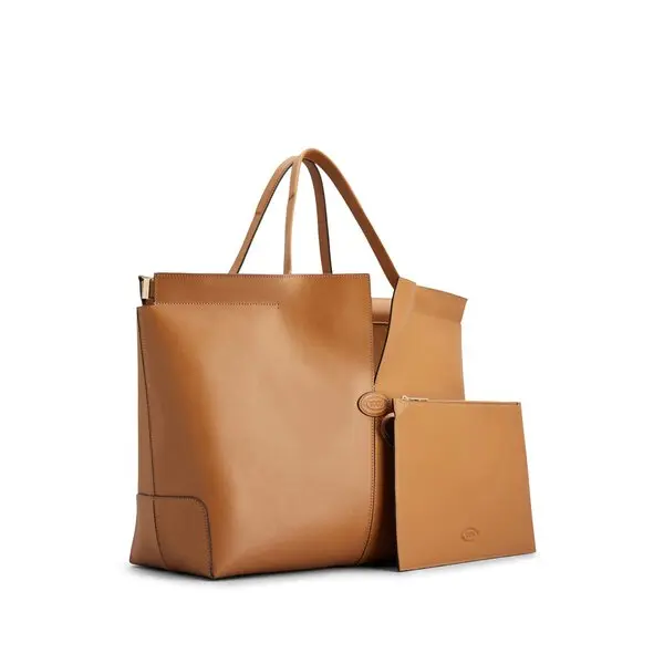 TOD'S Leather Tote Bag With Two Top Handles - Brown
