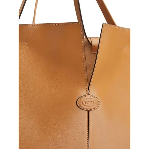 TOD'S Leather Tote Bag With Two Top Handles - Brown