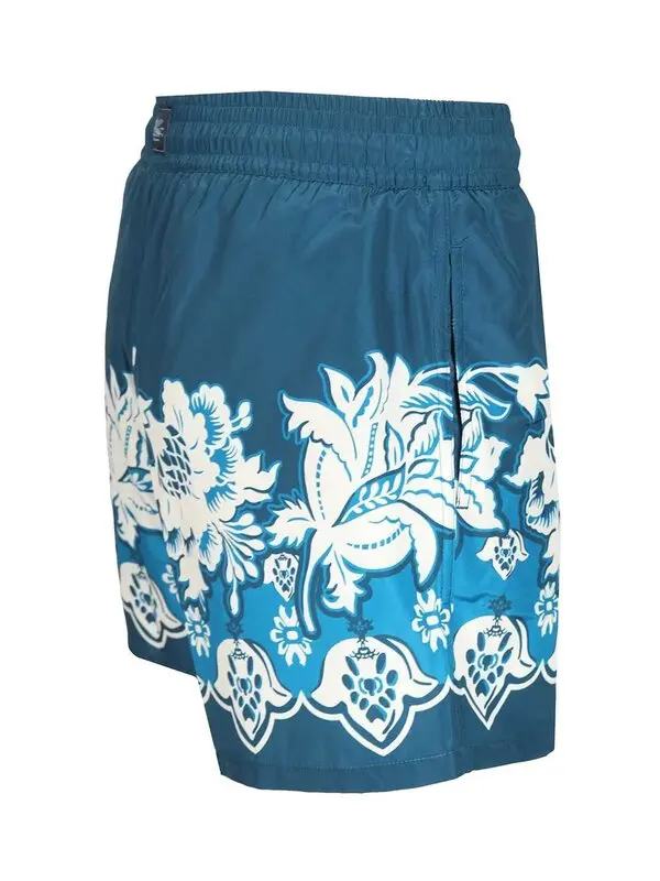 Etro Nylon Floral Print Swim Shorts - Blue