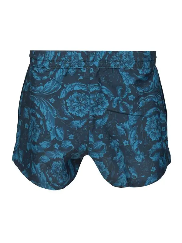 Versace Nylon Baroque Print Swim Shorts - Blue