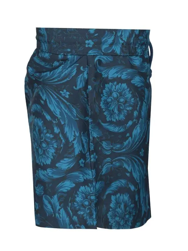 Versace Nylon Baroque Print Swim Shorts - Blue
