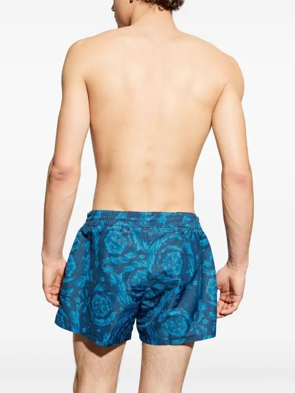 Versace Nylon Baroque Print Swim Shorts - Blue