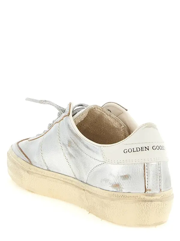 GOLDEN GOOSE Soul Star" Metallic Leather Lace-up Sneakers - Silver