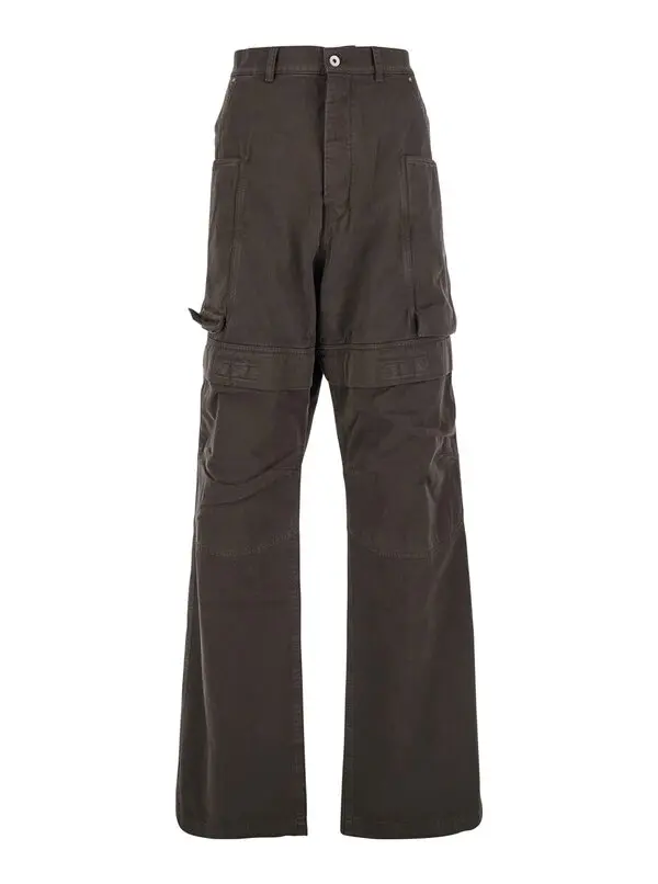 Rick Owens Stefan Brown Cotton Wide Leg Cargo Pants - Multicolor