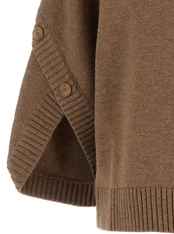 Max Mara Ampex Wool And Cashmere Crewneck Sweater With Button Details - Brown