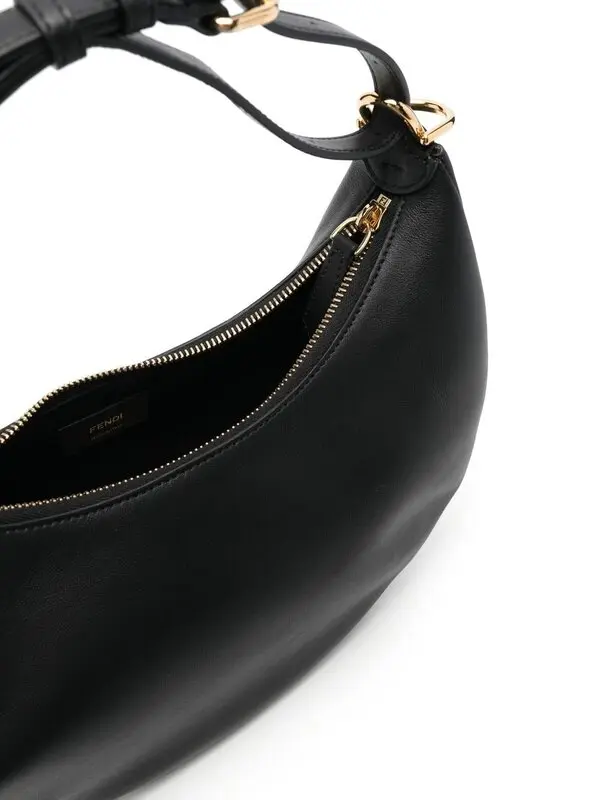 Fendi Logo Hobo Bag - Black