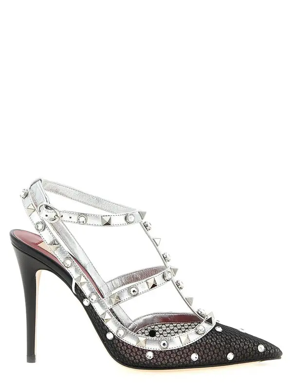 Valentino Garavani Rockstud Lace And Laminated Leather Pumps - Multicolor