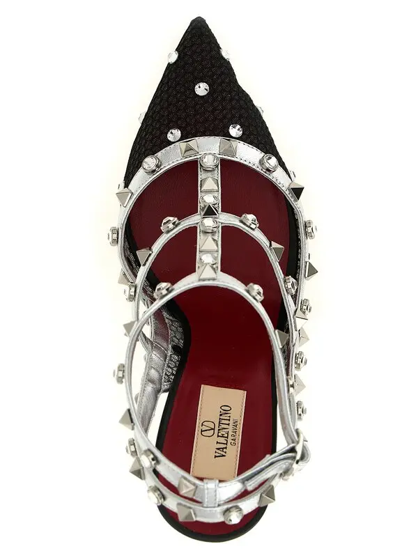 Valentino Garavani Rockstud Lace And Laminated Leather Pumps - Multicolor