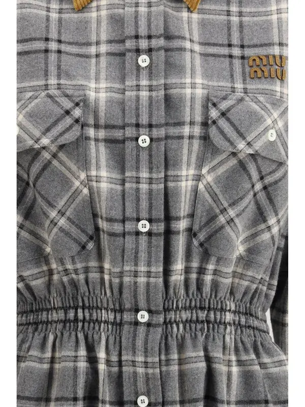 Miu Miu Flannel Mini-dress With Velvet Collar