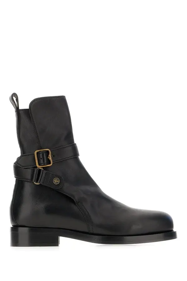 Burberry Leather Ankle Boots With Buckle Detail - Multicolor
