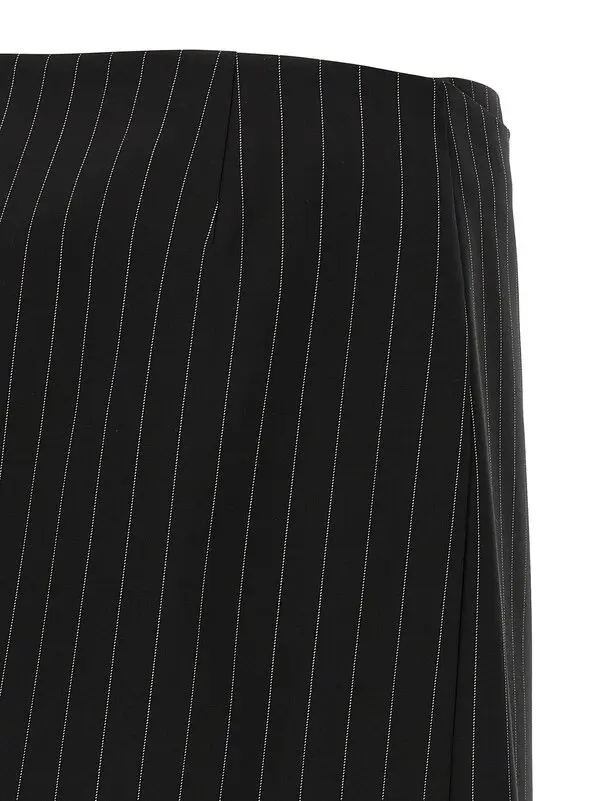 Sportmax Pinstriped Stretch Wool Gabardine Mini Wrap Skirt - Black
