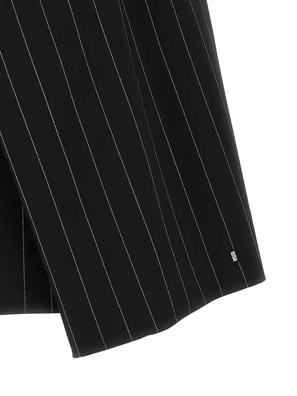 Sportmax Pinstriped Stretch Wool Gabardine Mini Wrap Skirt - Black