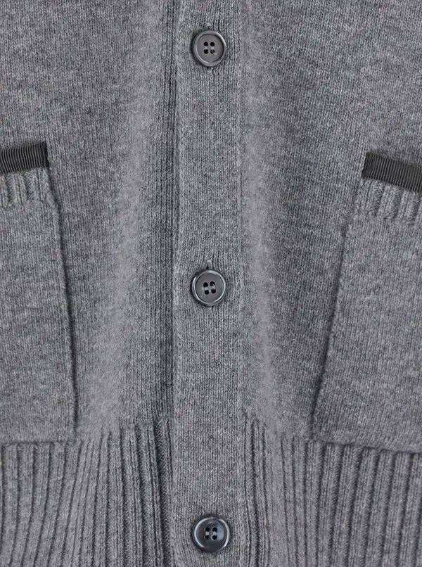 Thom Browne Wool V-neck Cardigan With Signature Stripes