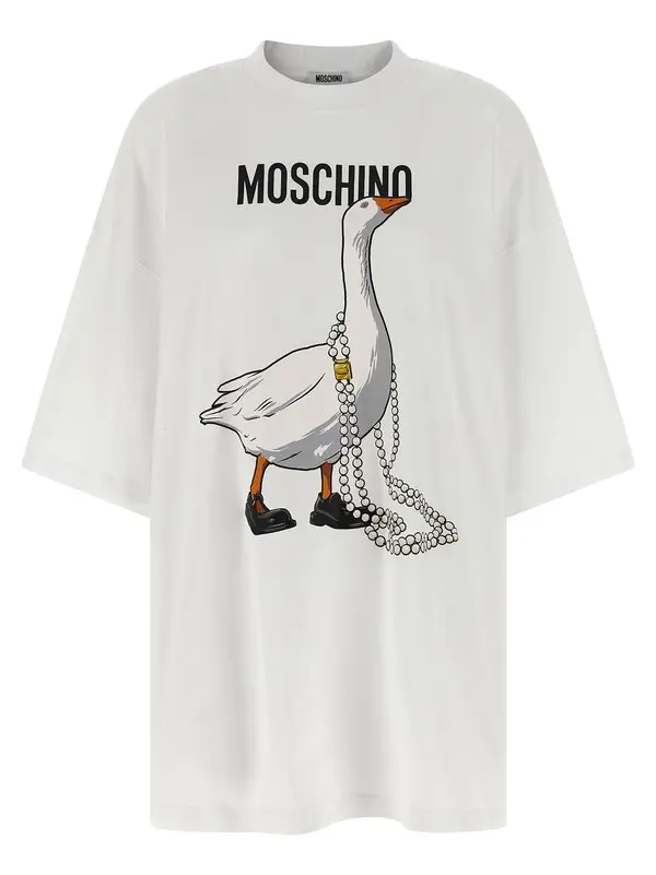 Moschino Goose" T-shirt Dress - White