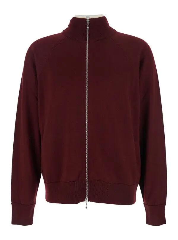 JIL SANDER High Neck Wool Cardigan With Zip Closure