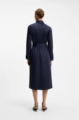 Hugo Belted Maxi Dress In Cotton Satin