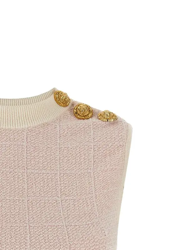 Balmain Testa Di Leone Tweed Knit Vest