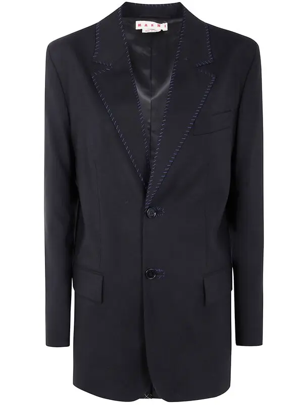 Marni Wool Blazer With Contrast Stitching