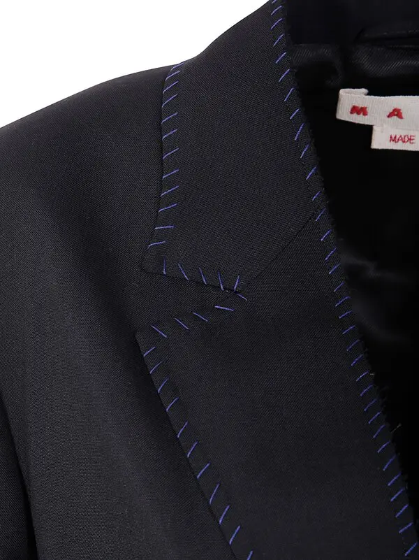Marni Wool Blazer With Contrast Stitching
