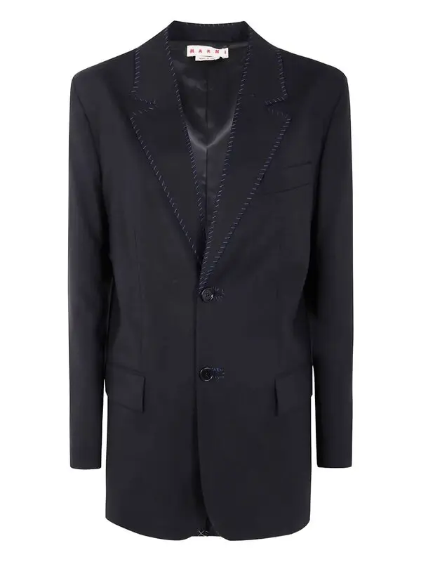 Marni Wool Blazer With Contrast Stitching