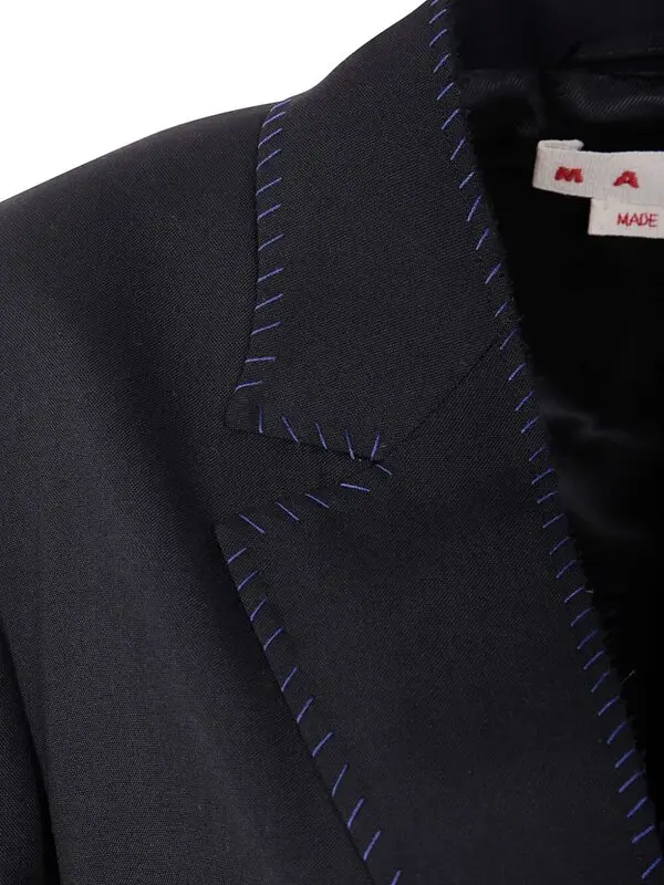 Marni Wool Blazer With Contrast Stitching