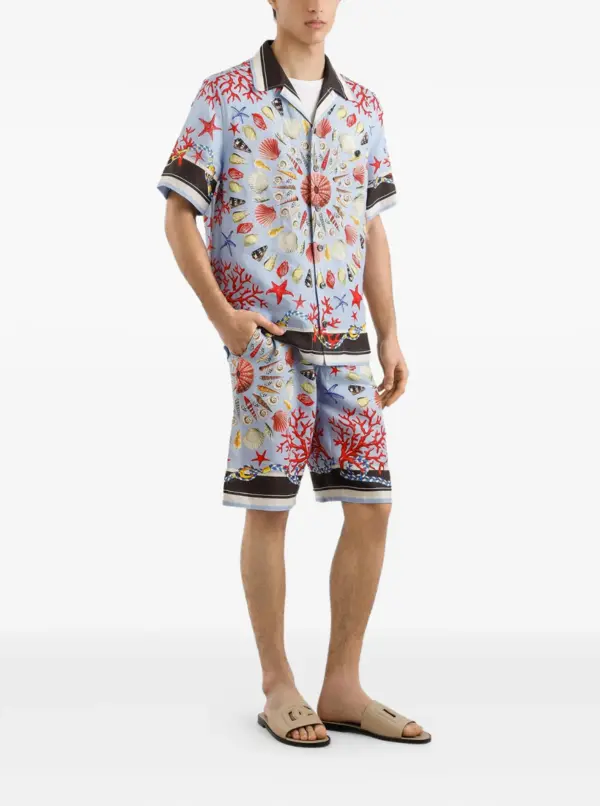 Dolce & Gabbana Linen Shorts With All-over Print
