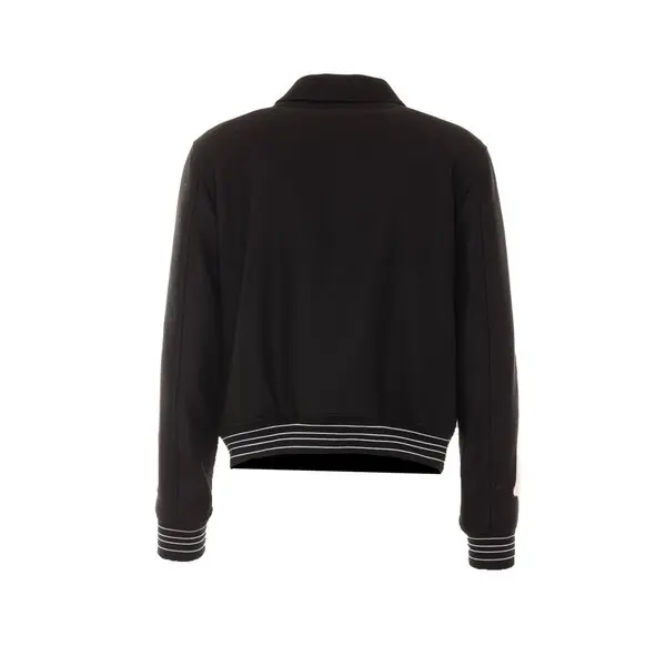 Amiri Wool Blend Varsity Jacket With Leather Sleeves