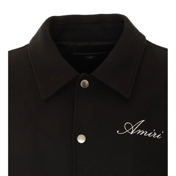 Amiri Wool Blend Varsity Jacket With Leather Sleeves
