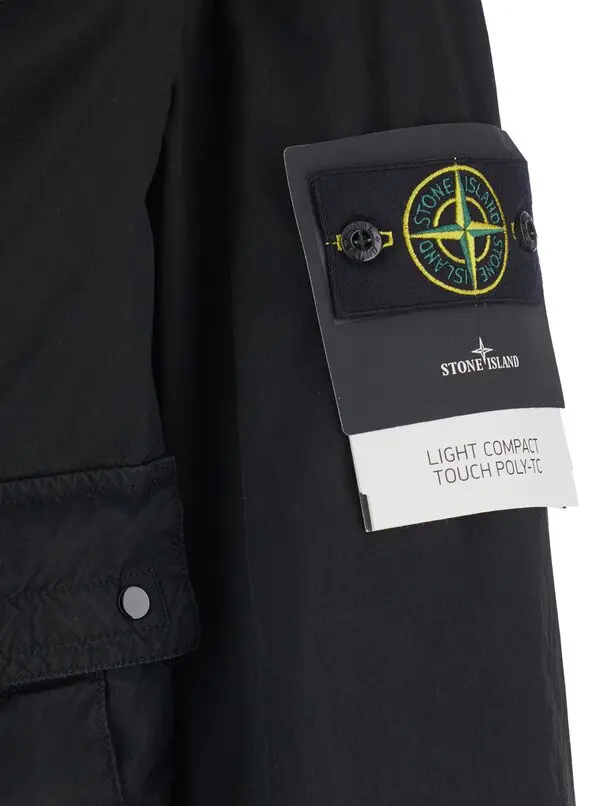 Stone Island Hooded Tech Fabric Jacket With Logo Patch
