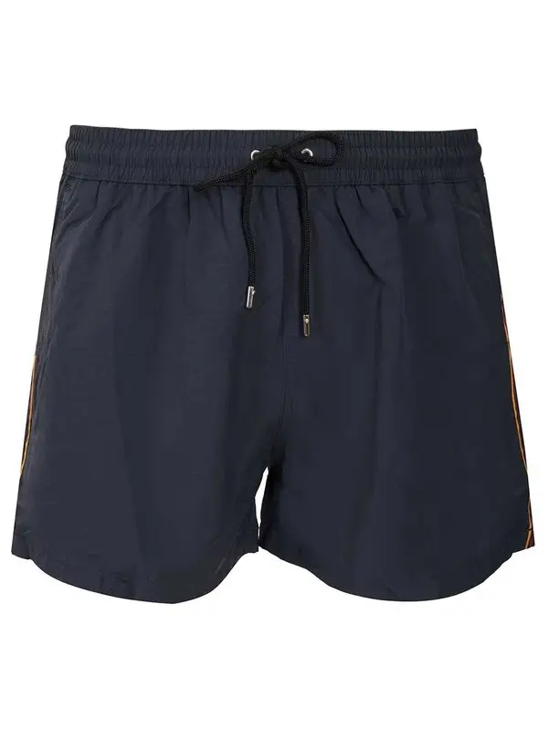 Paul Smith Nylon Swim Shorts With Multicoloured Side Bands - Blue