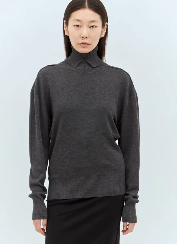 Burberry Wool High Neck Sweater - Gray