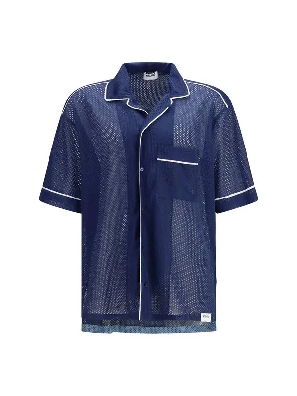 Moschino Technical Mesh Shirt With Reversed 22 Print - Blue