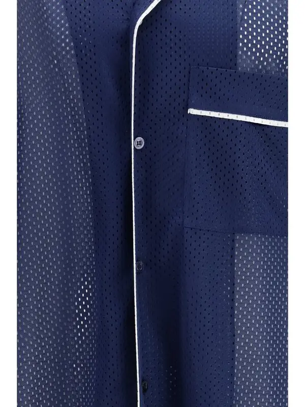 Moschino Technical Mesh Shirt With Reversed 22 Print - Blue