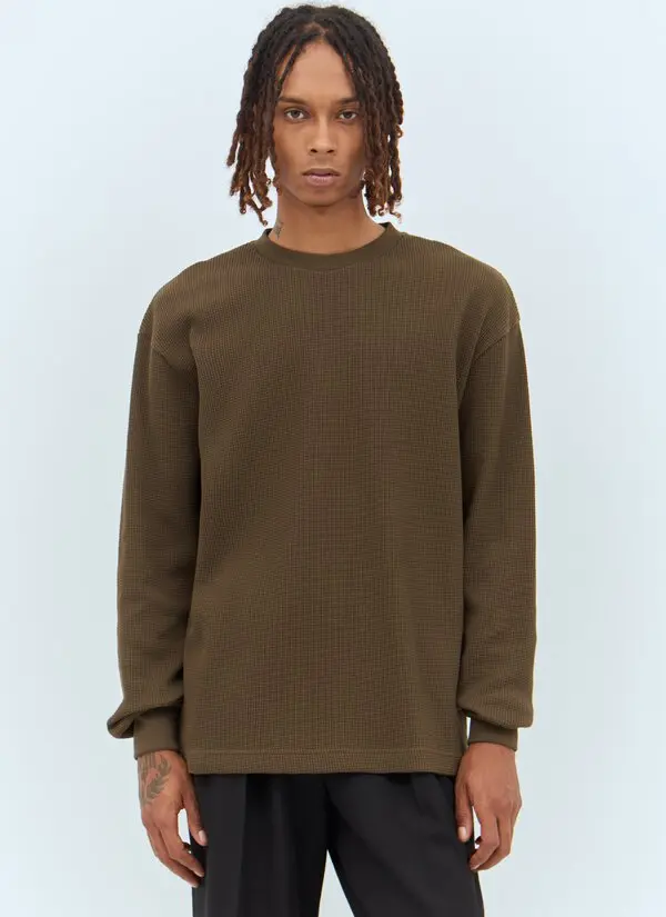 Burberry Cotton Waffle Knit Long Sleeve Top