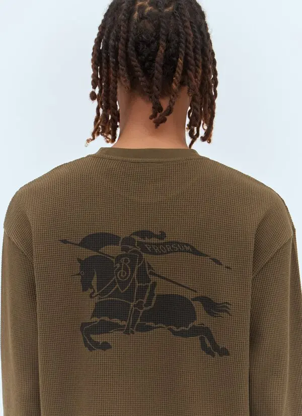 Burberry Cotton Waffle Knit Long Sleeve Top