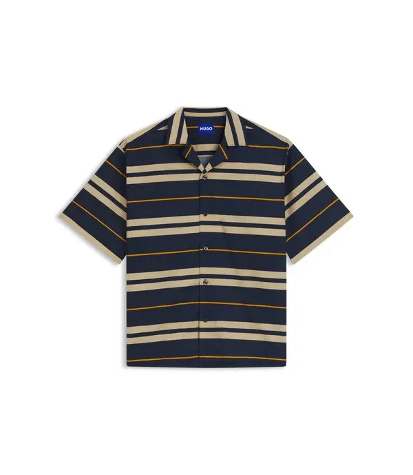 Hugo Relaxed-fit Shirt In Printed Cotton Poplin