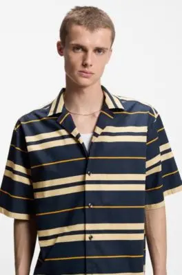 Hugo Relaxed-fit Shirt In Printed Cotton Poplin