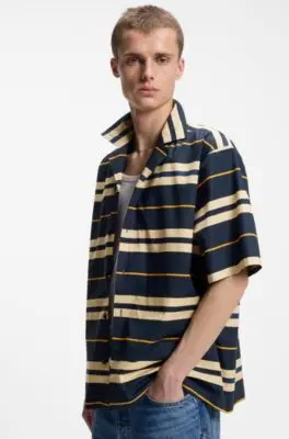 Hugo Relaxed-fit Shirt In Printed Cotton Poplin