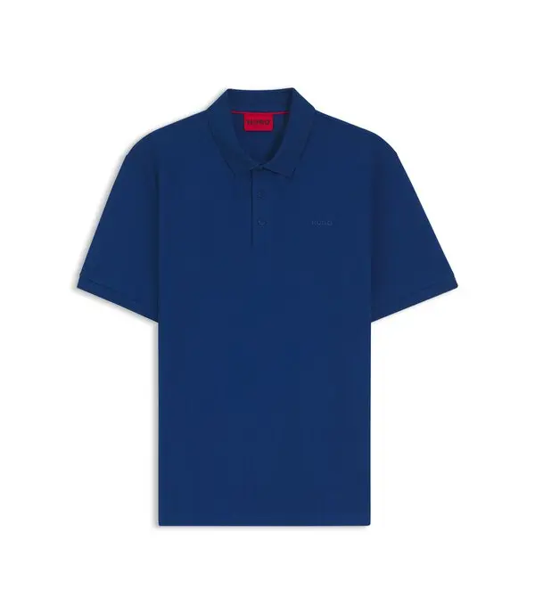 Hugo Cotton-piqué Polo Shirt With Logo Print - Light Blue