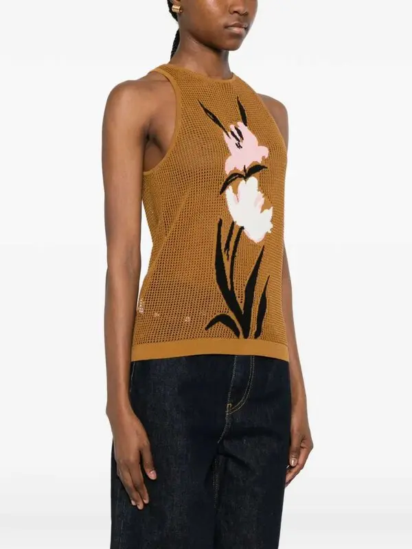 Marni Floral Inlay Mesh Top