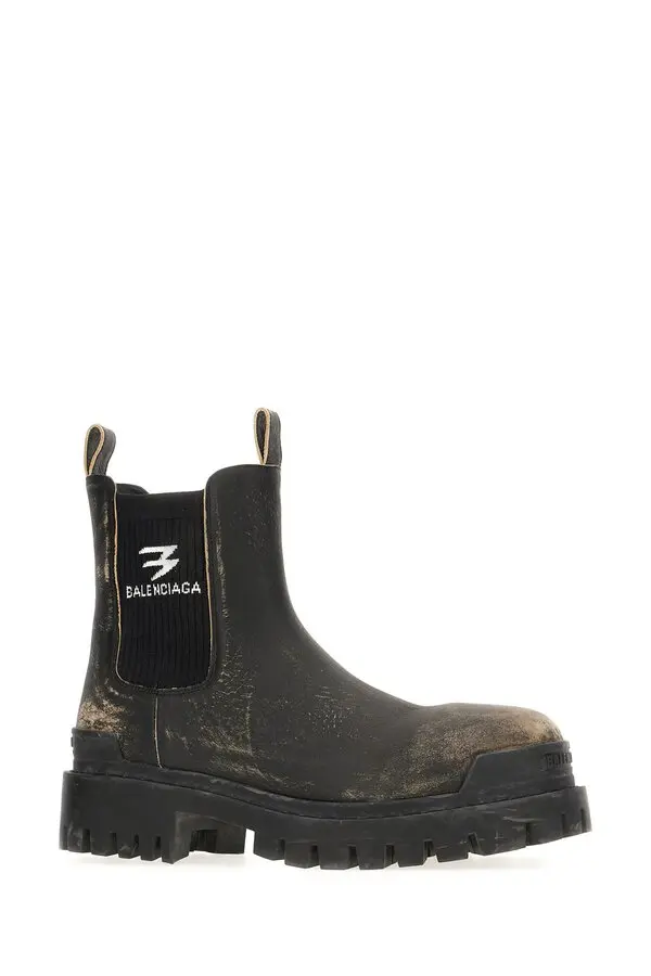 Balenciaga Black Leather Chelsea Boots - Multicolor