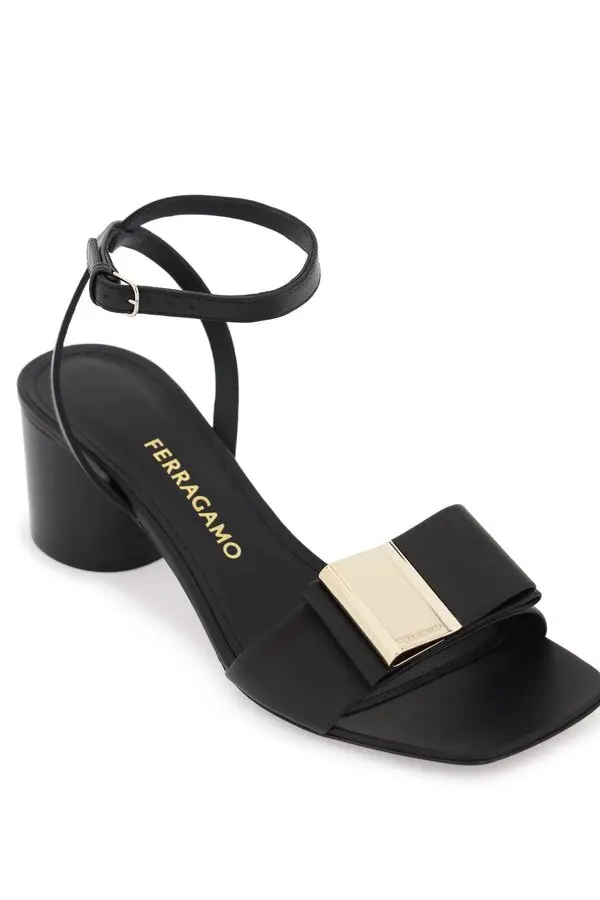 FERRAGAMO Leather Sandals With Double Bow Detailing