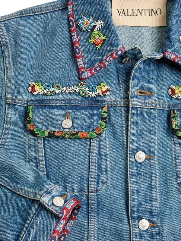Valentino Garavani Embroidered Denim Jacket - Multicolor