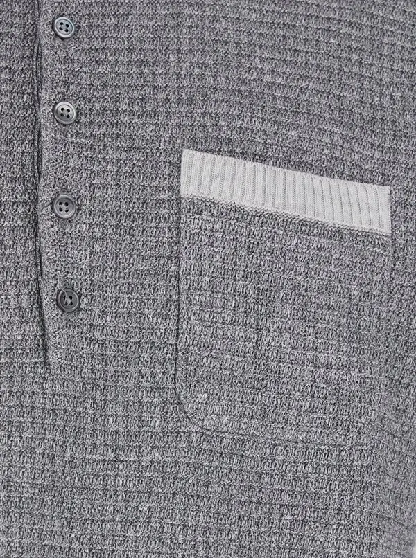 Thom Browne Grey Polo With 4-bar Detail On The Sleeve In Wool And Silk Blend For - Multicolor