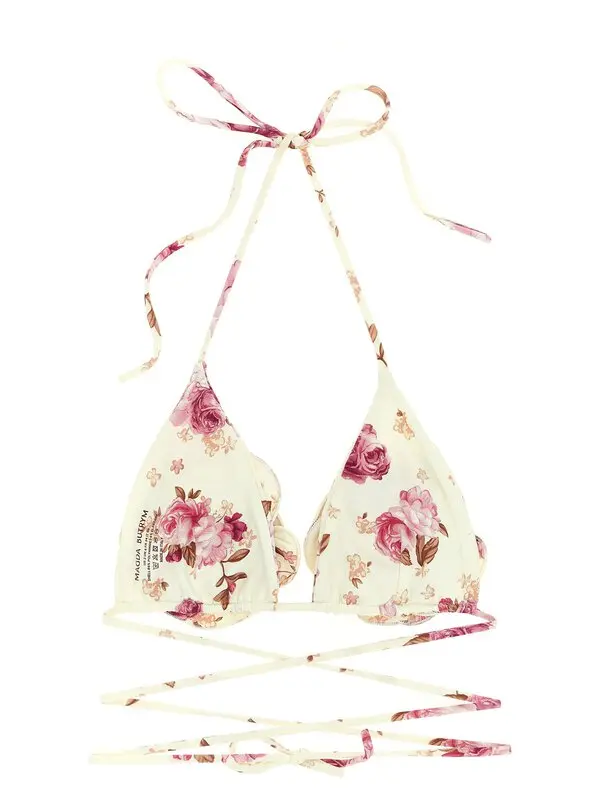 Magda Butrym Re26 Floral Appliqué Triangle Bikini Top - Multicolor