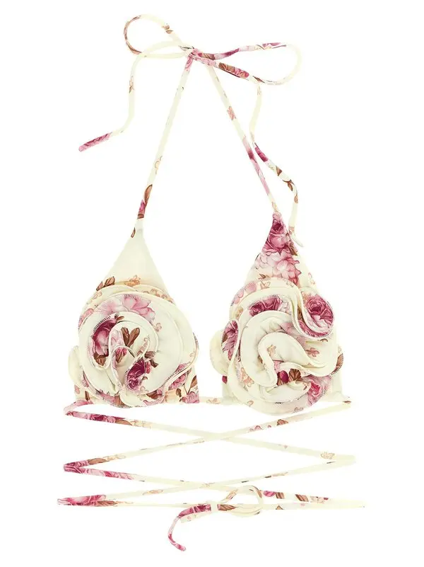 Magda Butrym Re26 Floral Appliqué Triangle Bikini Top - Multicolor