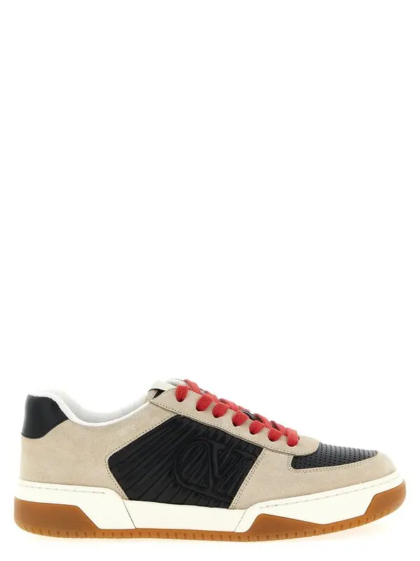 Valentino Garavani Suede And Leather "sparry" Sneakers - Multicolor