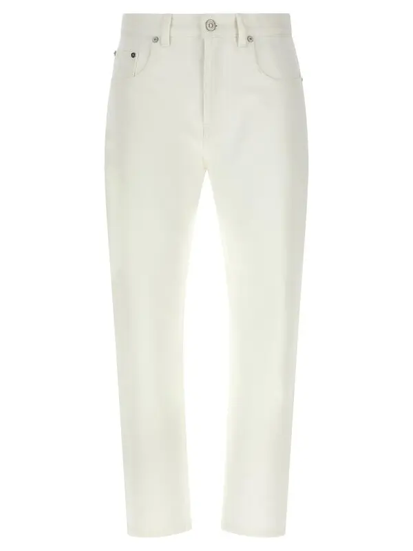 Victoria Beckham High Waist Straight Leg Crop Jeans - White