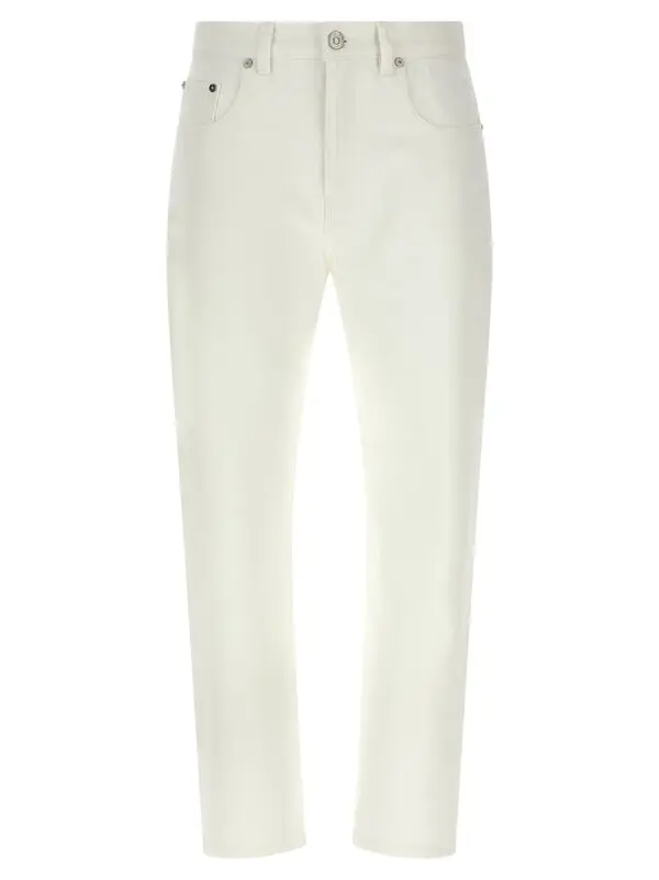 Victoria Beckham High Waist Straight Leg Crop Jeans - White